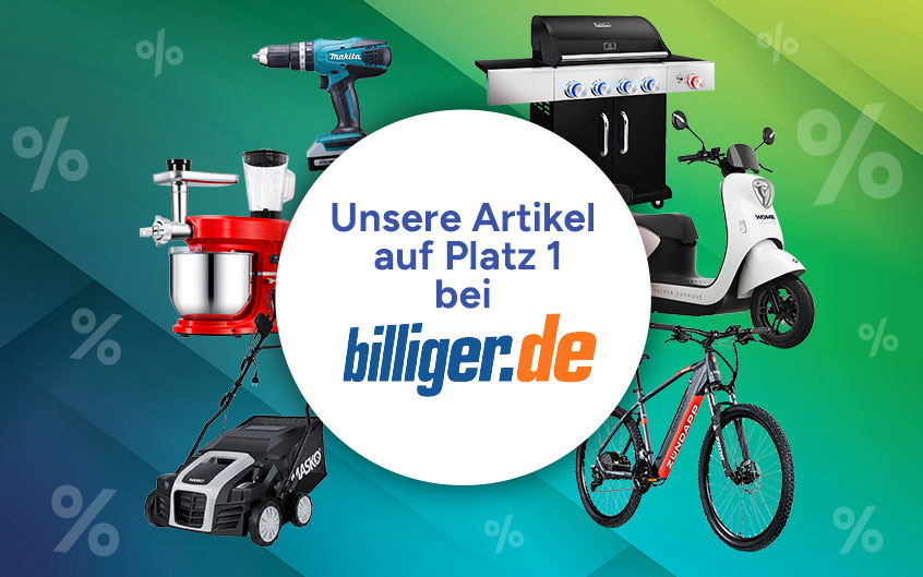Unsere Artikel auf Platz 1 bei billiger.de